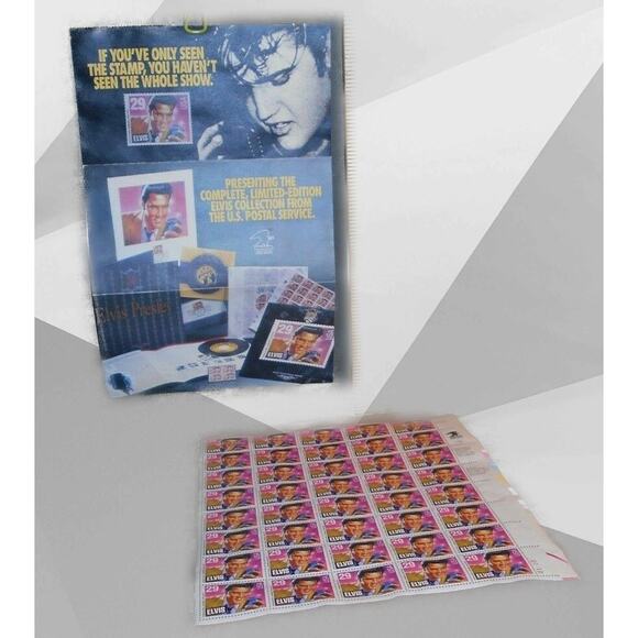 USPS | Office | Vintage 993 Elvis Stamp 29 Cent Sheet Of 4 Worder Form ...